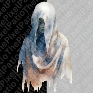 Scary Faceless Ghost Clipart, 20 Gothic Horror Halloween Watercolor ...