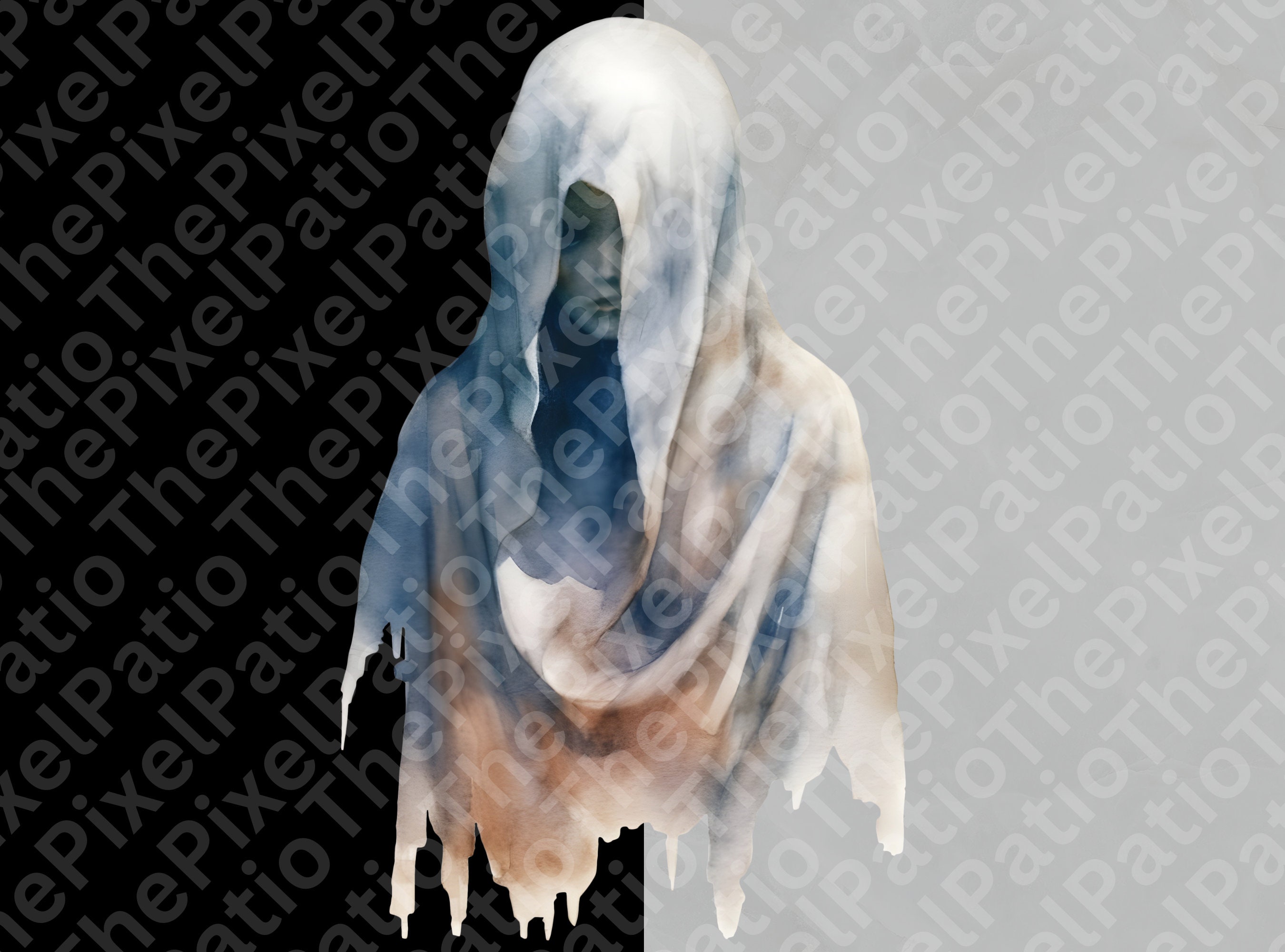 Scary Faceless Ghost Clipart, 20 Gothic Horror Halloween Watercolor ...