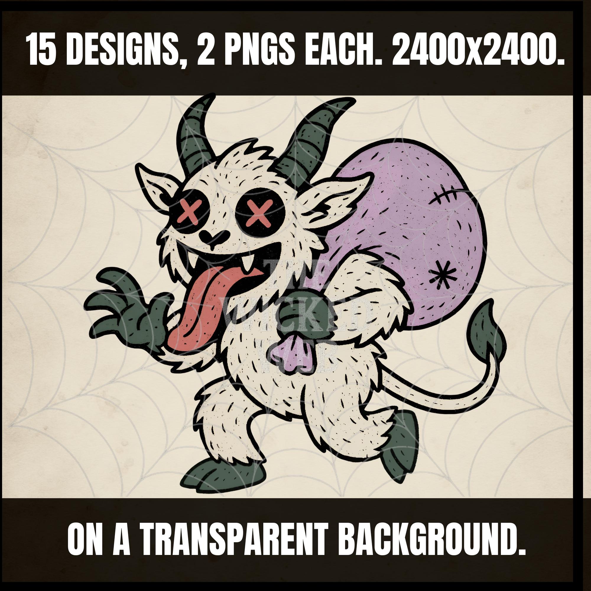 Krampus Clipart Bundle PNG – Creepy Cute Krampus Digital Sticker Pack ...