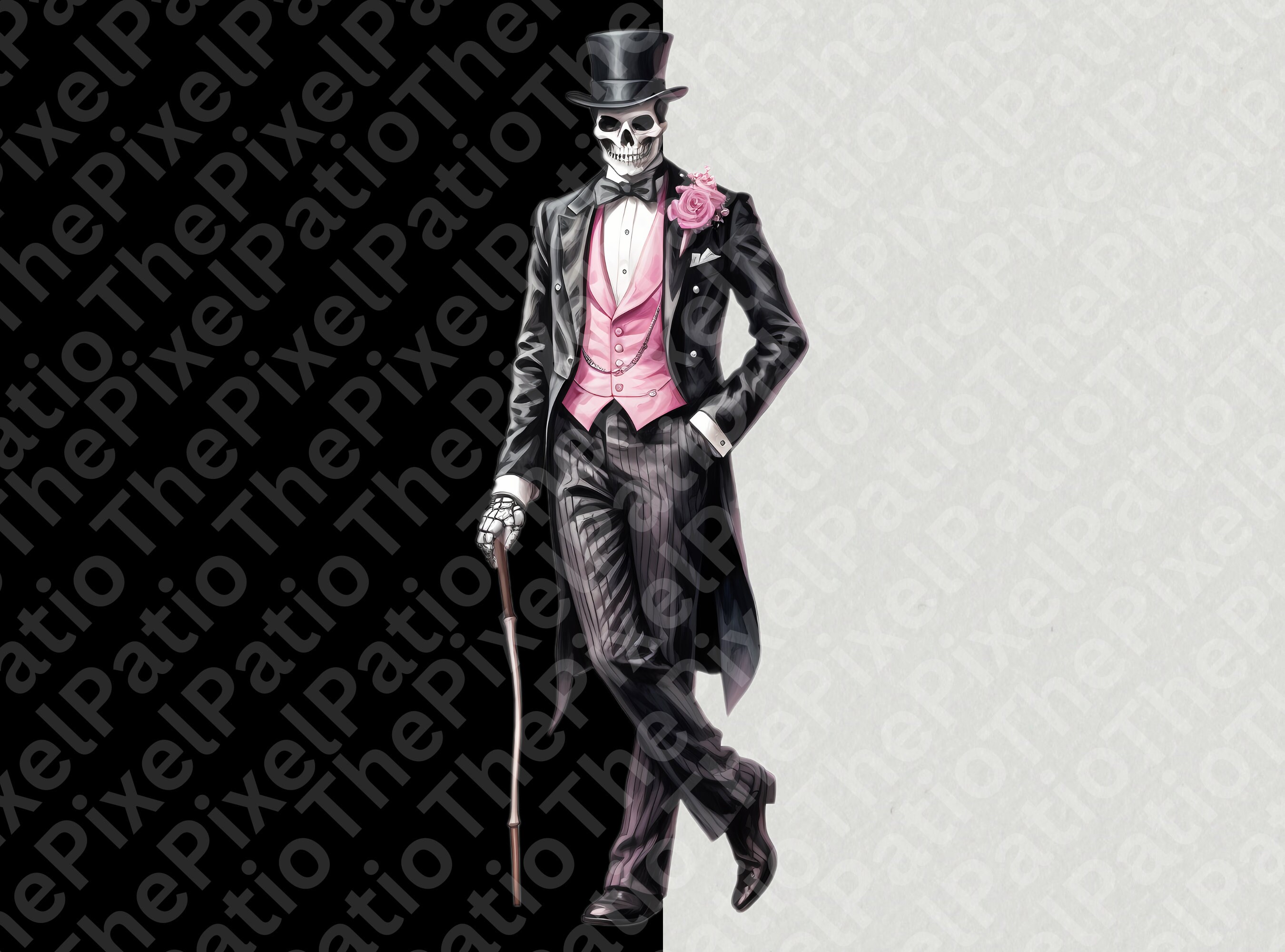 Formal Skeleton Clipart Bundle Victorian Gothic Illustrations of Dapper ...