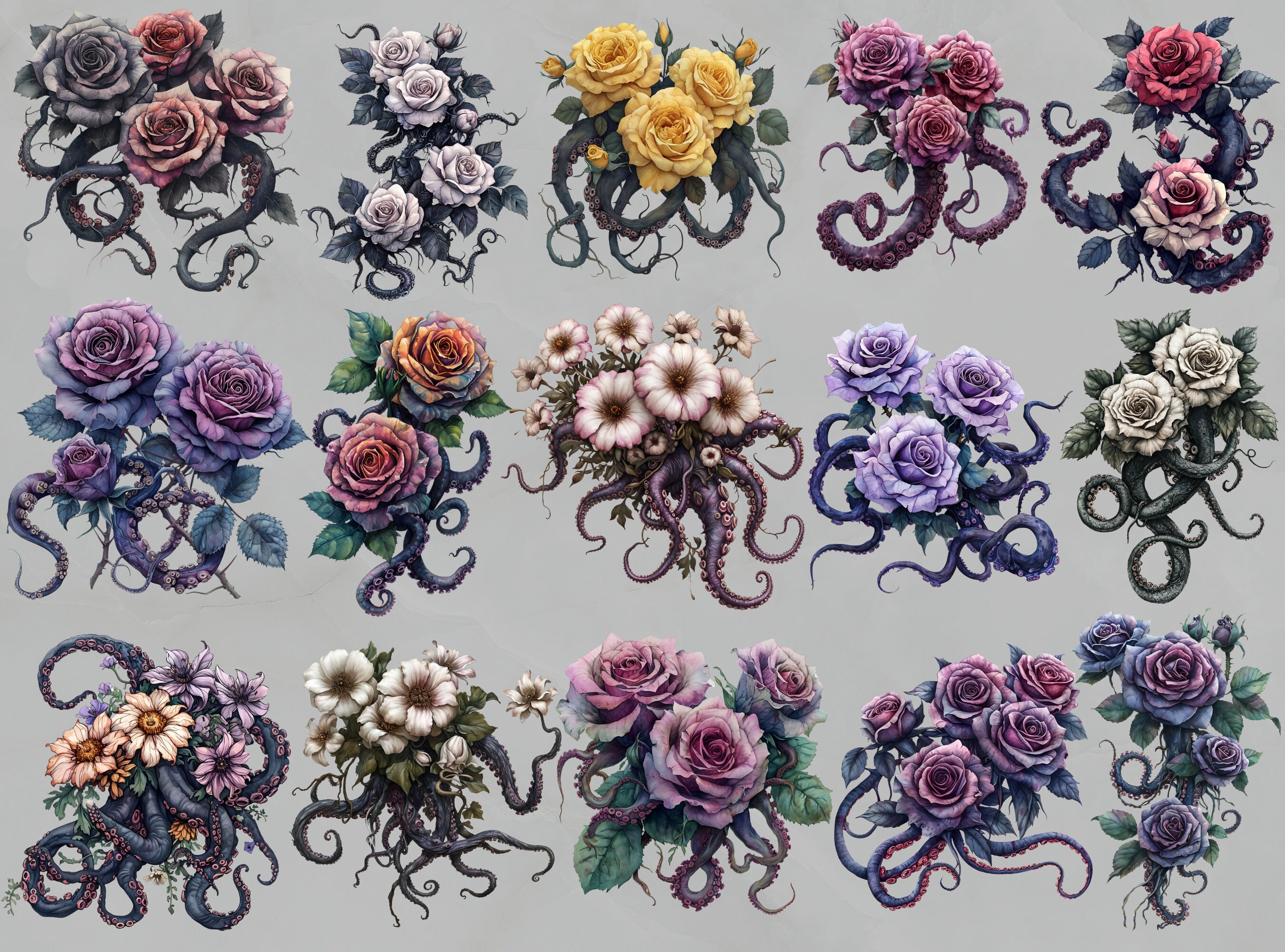 Eldritch Blooms 30 Transparent Pngs of Lovecraftian Florals for ...