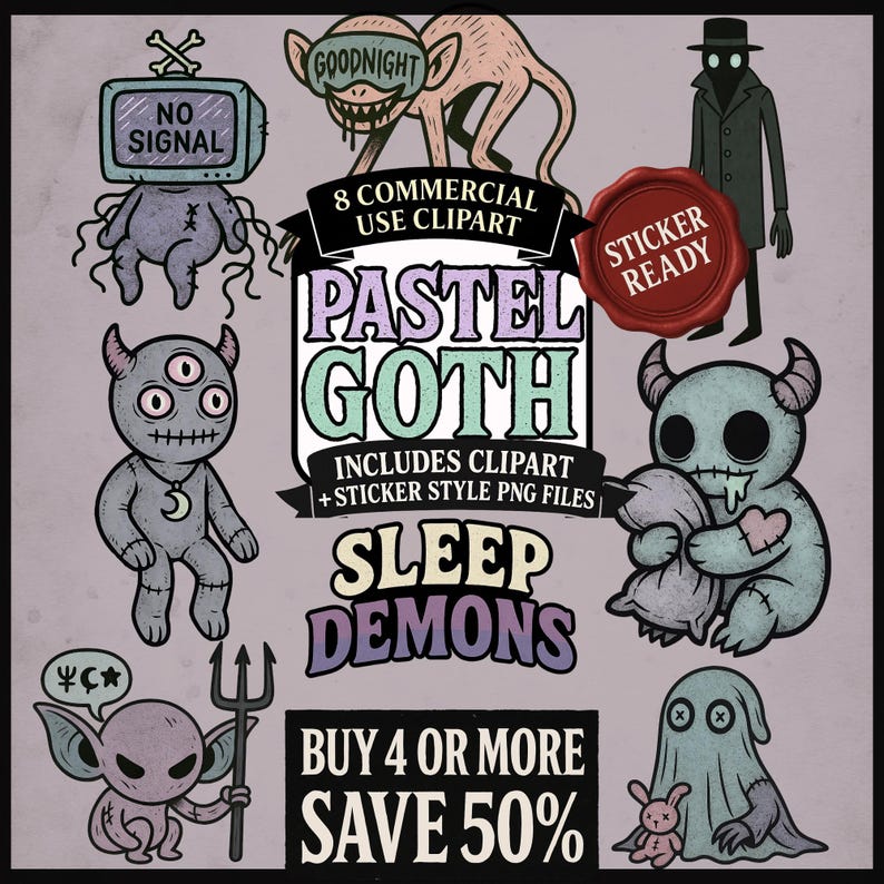 Sleep Paralysis Demon Clipart – 8 Creepy Cute Pastel Horror Pngs for ...
