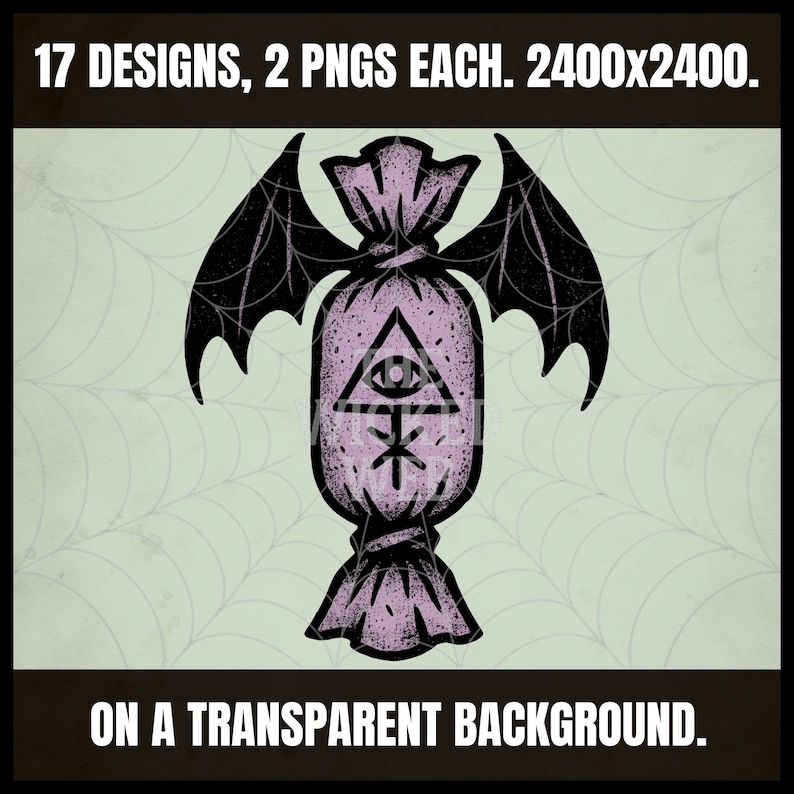 Pastel Goth Candy Clipart Bundle – 17 Cursed Halloween Pngs With ...