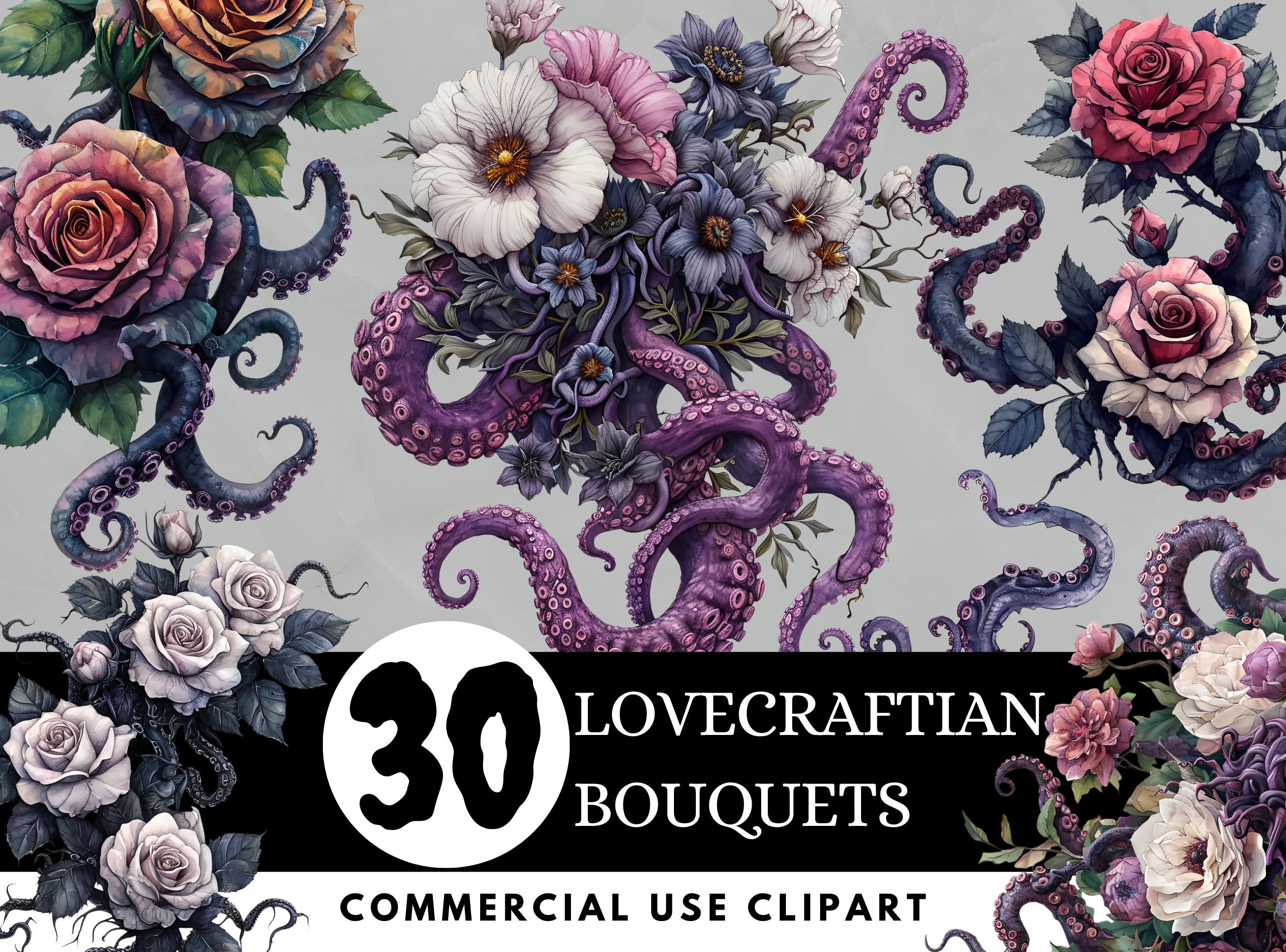Eldritch Blooms 30 Transparent Pngs of Lovecraftian Florals for ...