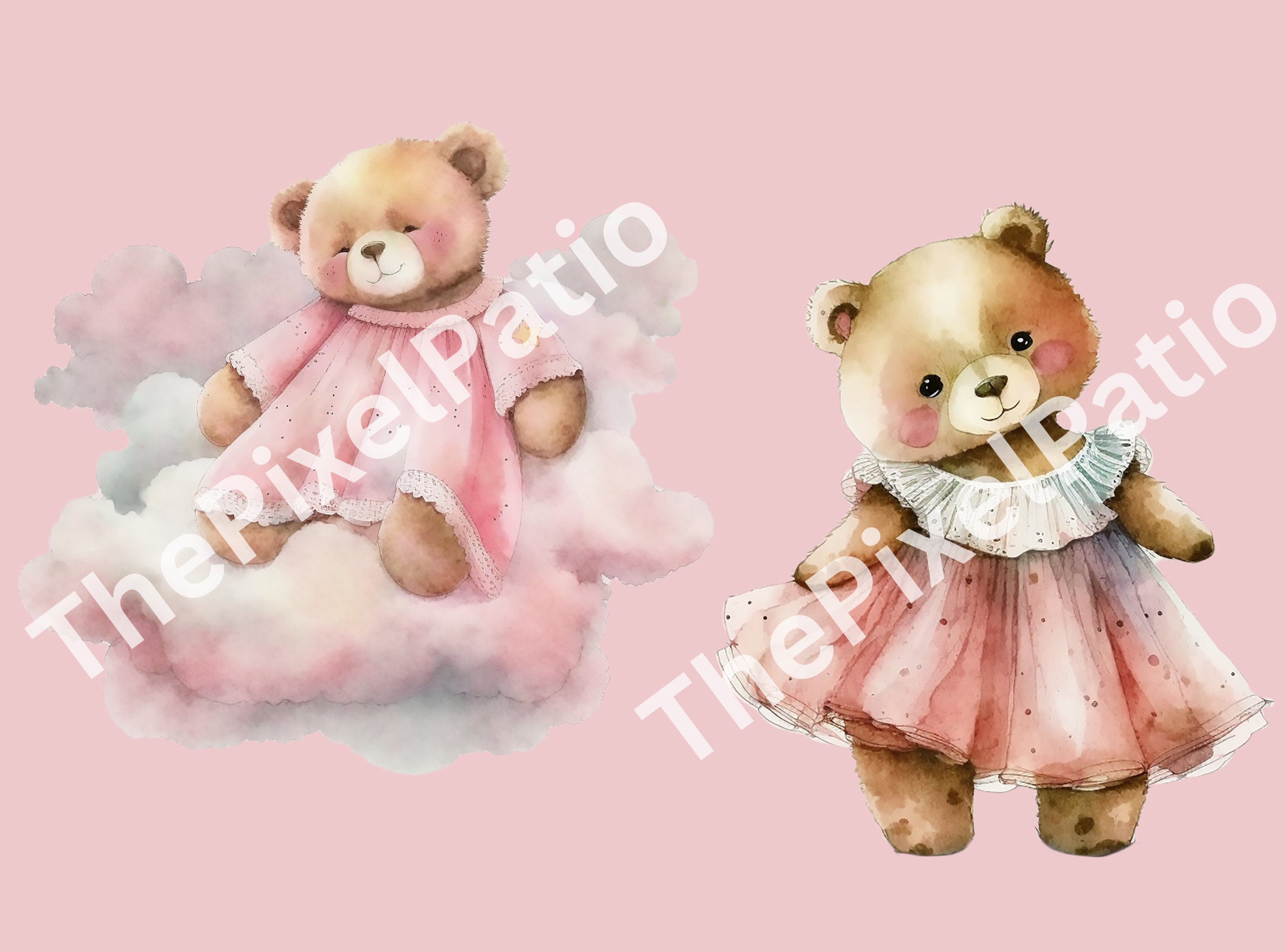 Teddy Bear Watercolor Clipart Bundle Digital Download 21 - Etsy
