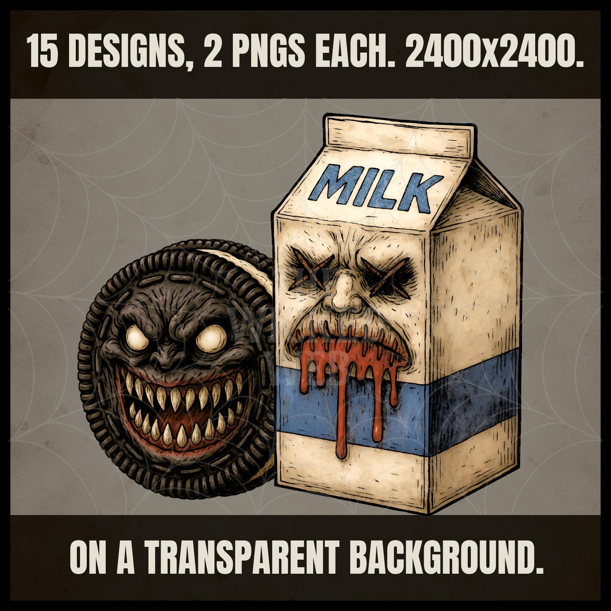 Halloween Food Monster Clipart PNG – 15 Creepy Cute Haunted Snack ...