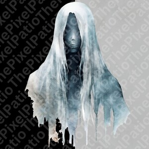 Scary Faceless Ghost Clipart, 20 Gothic Horror Halloween Watercolor ...