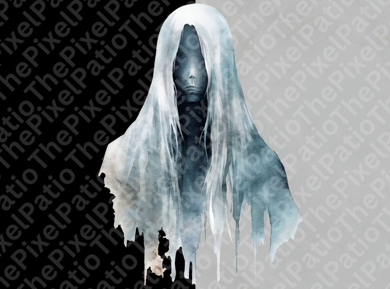 Scary Faceless Ghost Clipart, 20 Gothic Horror Halloween Watercolor ...