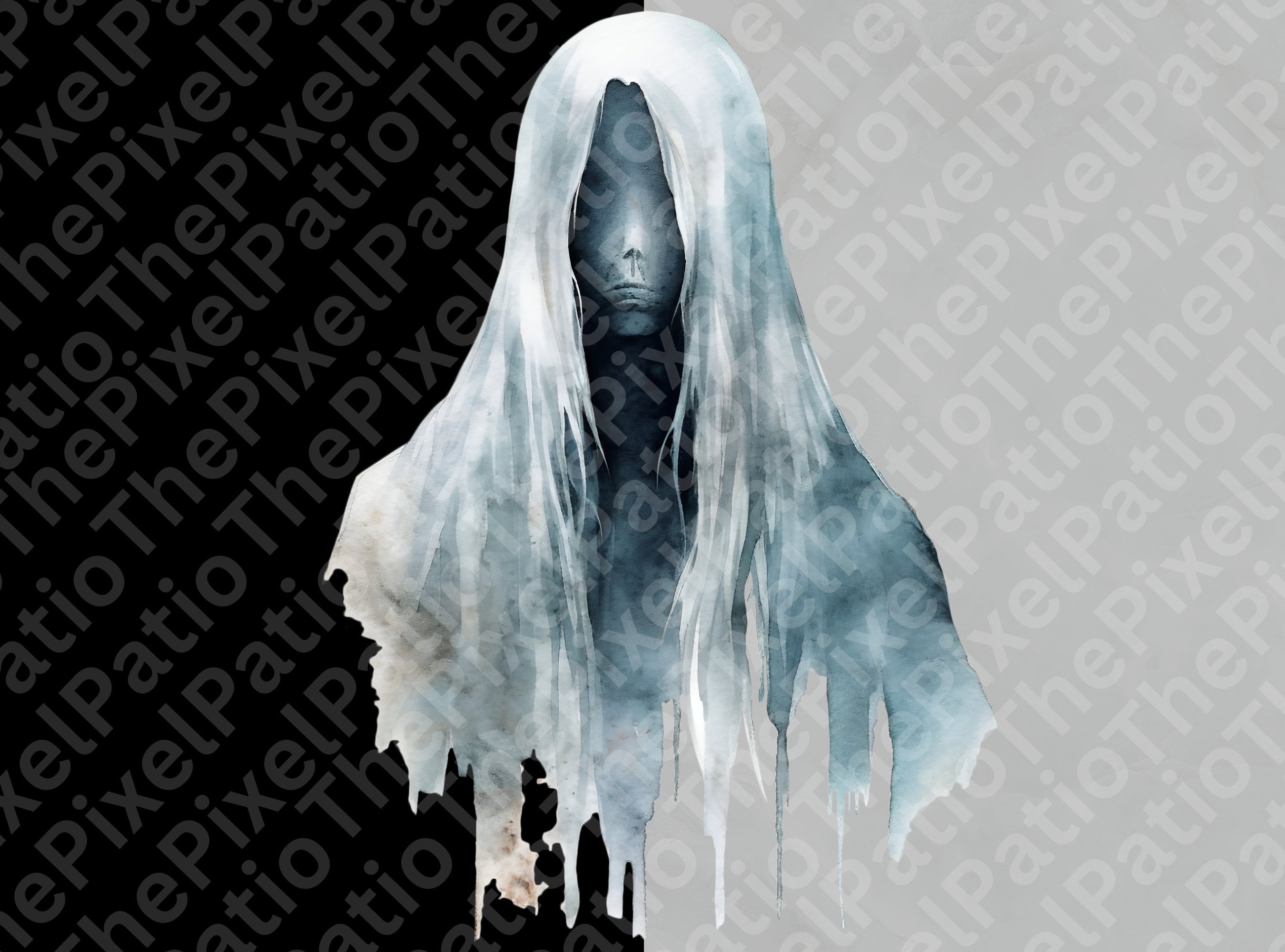 Scary Faceless Ghost Clipart, 20 Gothic Horror Halloween Watercolor ...