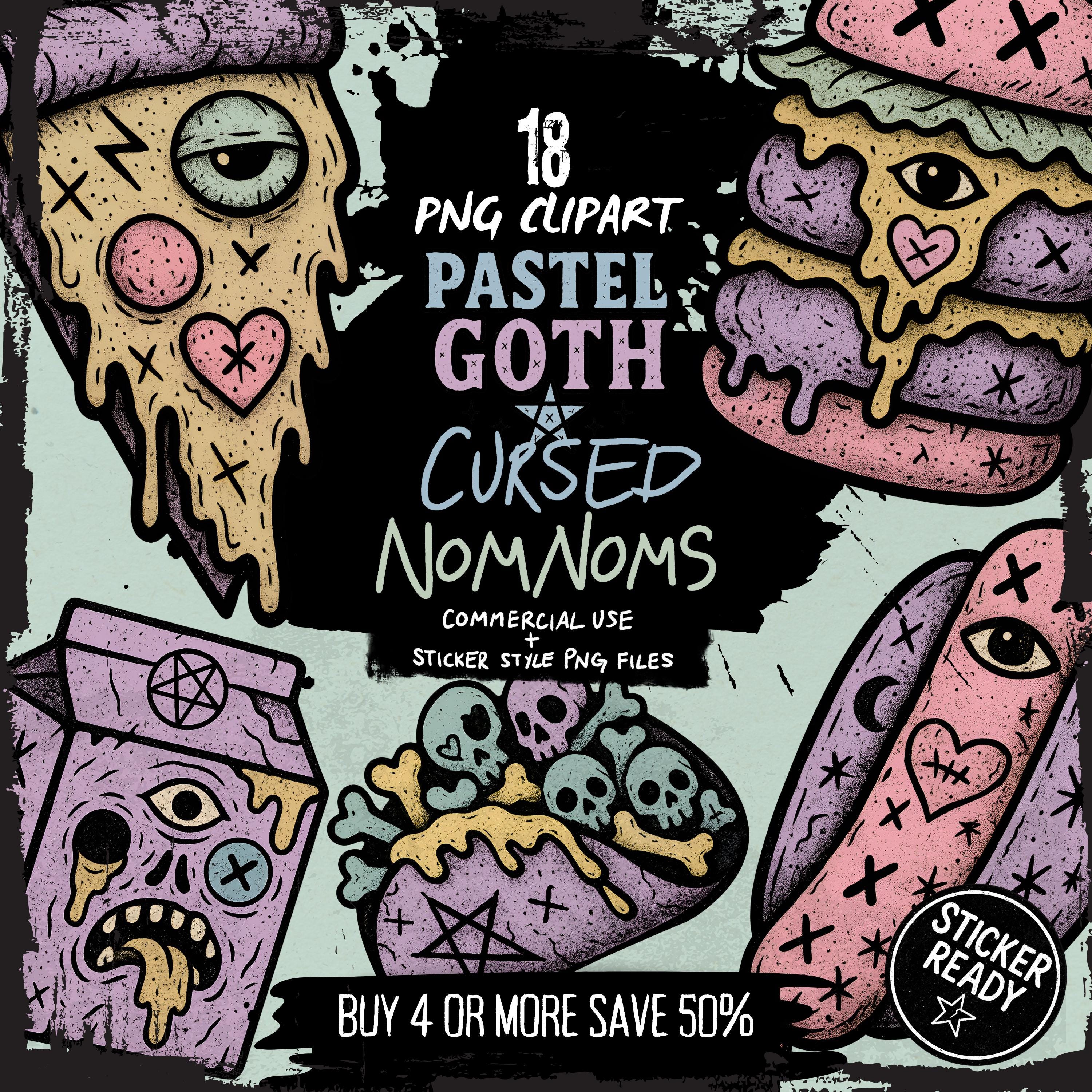 Pastel Goth Food Horror Clipart PNG – 18 Creepy Cute Cursed Snacks for ...