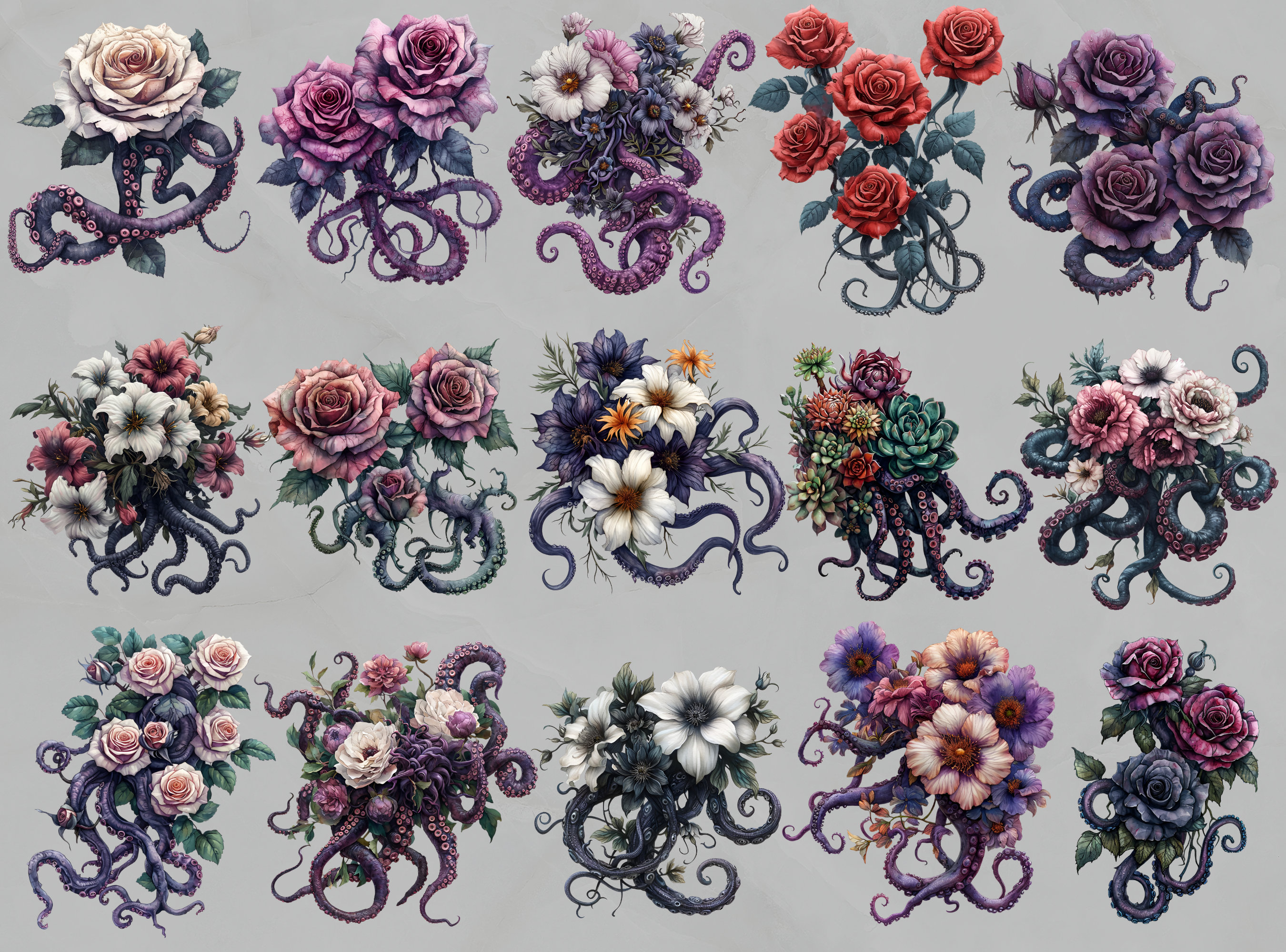 Eldritch Blooms 30 Transparent Pngs of Lovecraftian Florals for ...