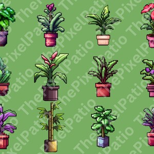 60 Pixel Art Style Houseplants Clipart Bundle - Commercial Use ...