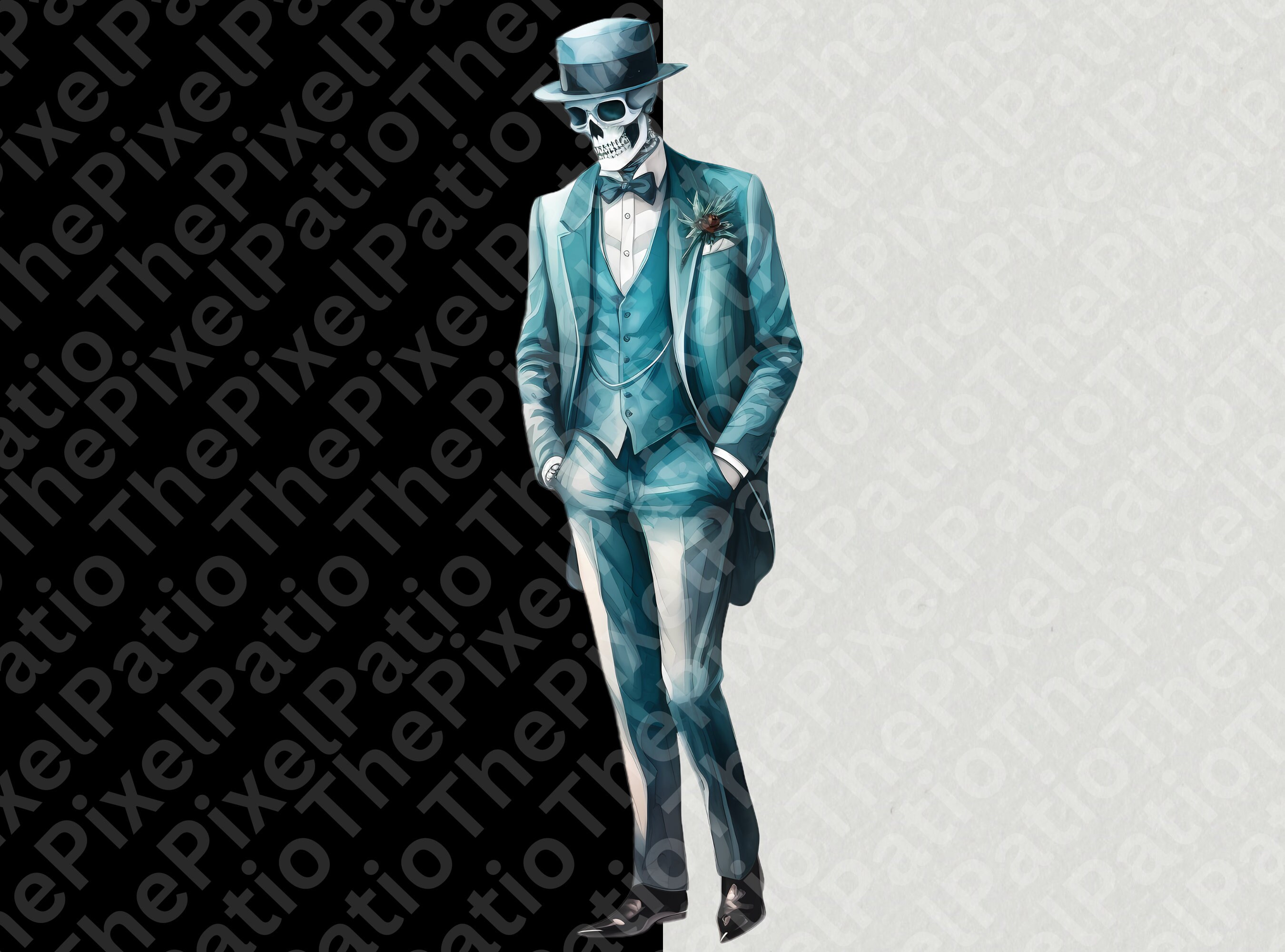 Formal Skeleton Clipart Bundle Victorian Gothic Illustrations of Dapper ...