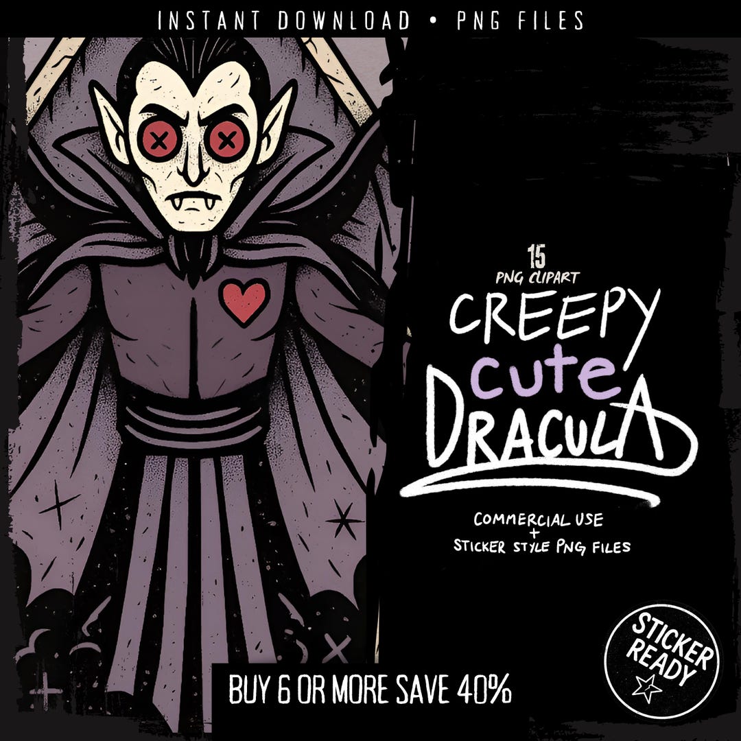 Creepy Cute Dracula Clipart – Pastel Goth Vampire Pngs, Gothic ...