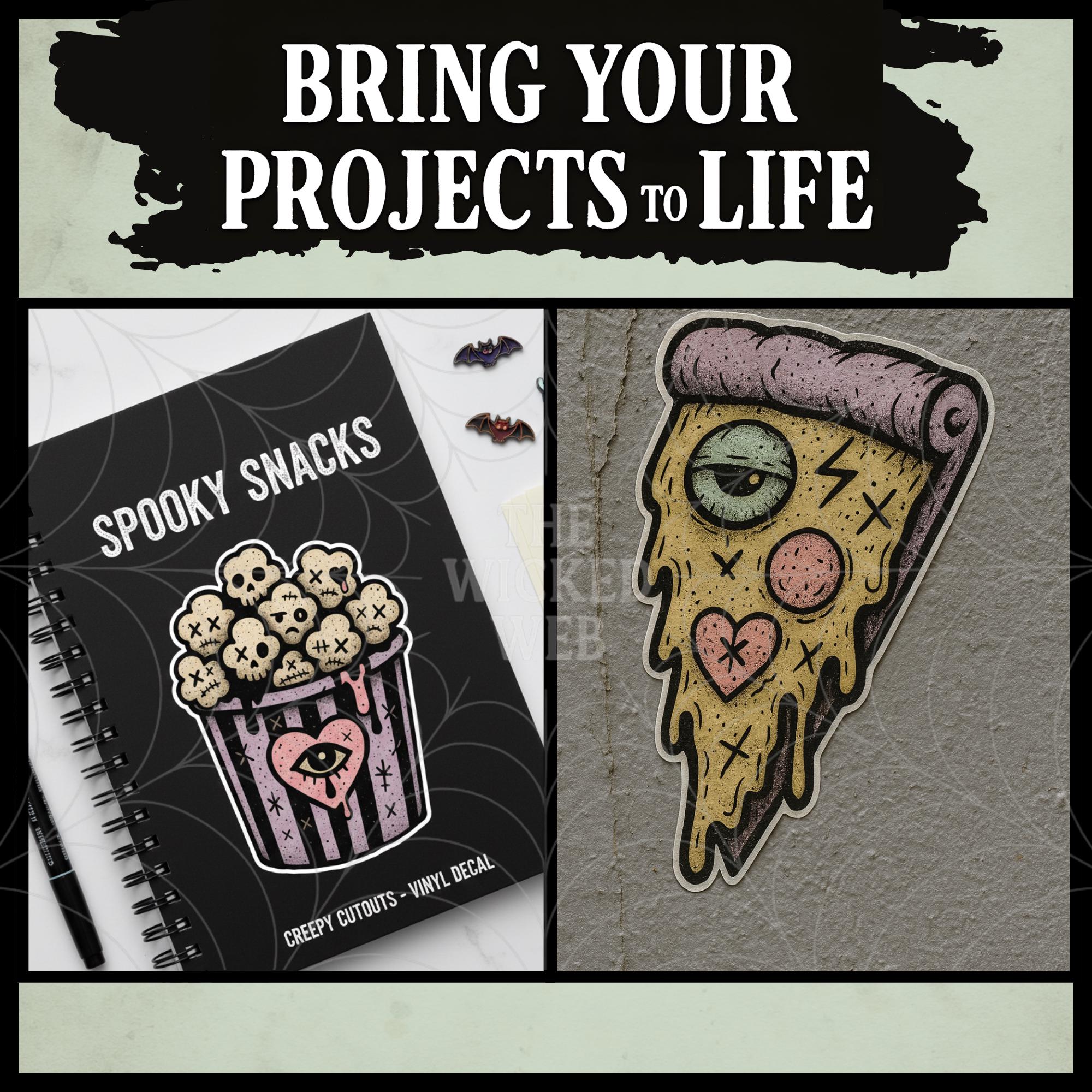 Pastel Goth Food Horror Clipart PNG – 18 Creepy Cute Cursed Snacks for ...