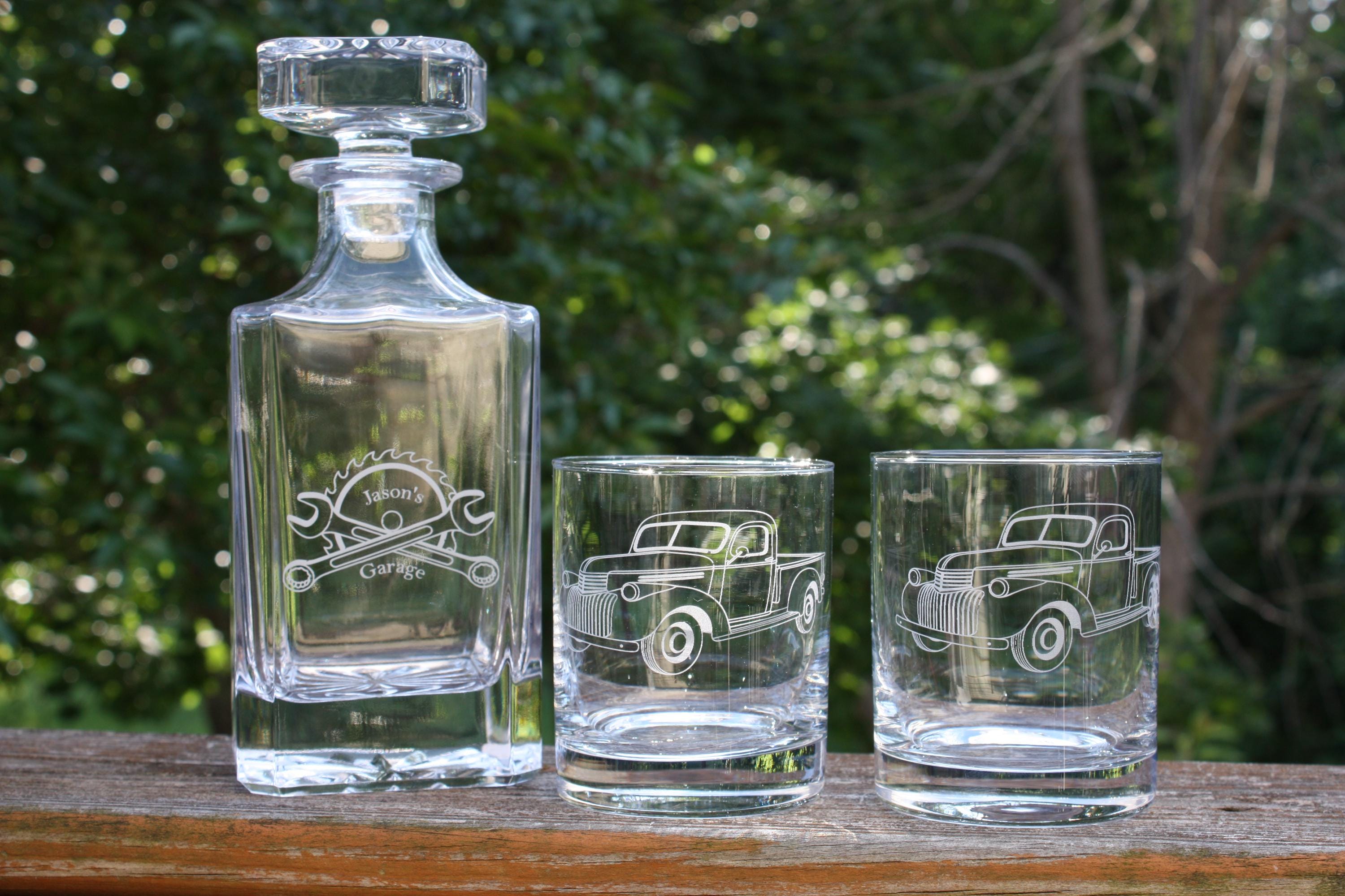 Vintage Pickup Truck & Garage Whiskey Decanter and Glass Set - Etsy