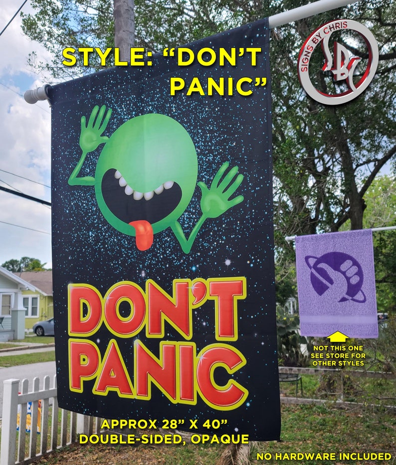 Don't Panic - Hitchhiker's Guide to the Galaxy Towel Day Themed House Flag - Etsy