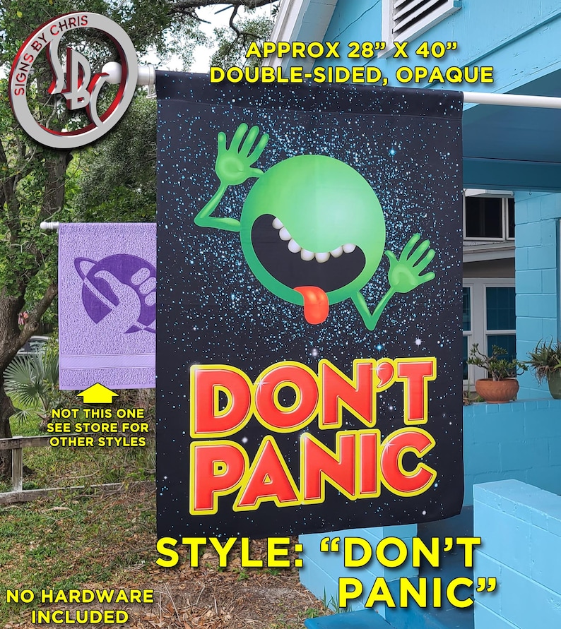 Don't Panic - Hitchhiker's Guide to the Galaxy Towel Day Themed House Flag - Etsy