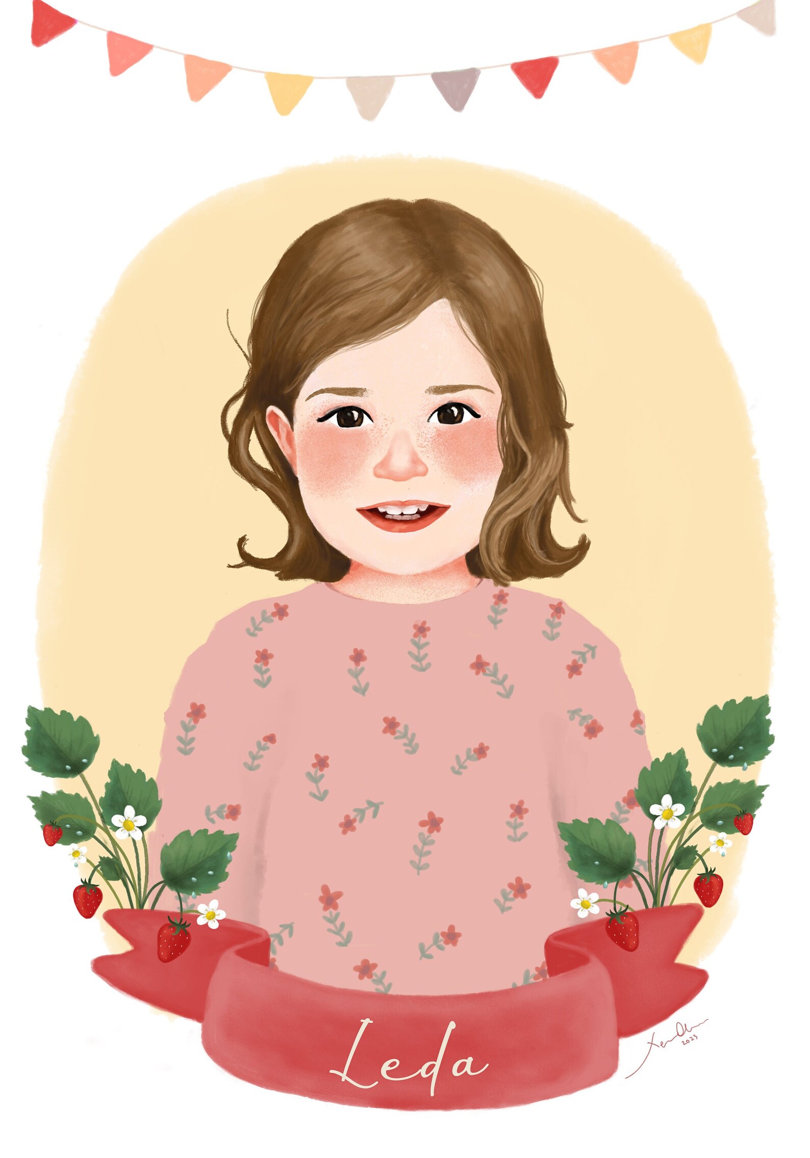Custom Kids Portrait Digital Drawing From Photo, Personalized Cartoon ...