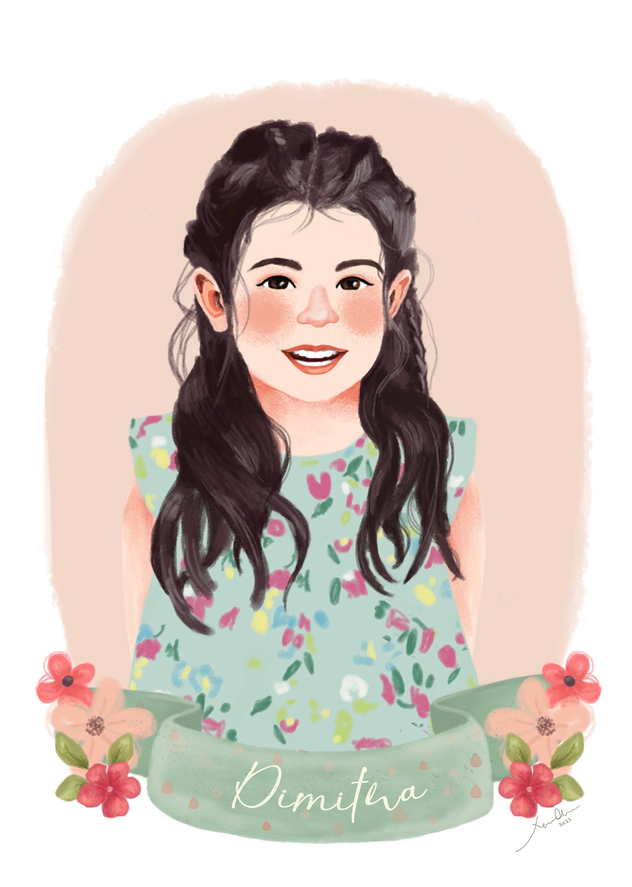 Custom Portrait Illustration Printable Drawing, Personalized Cartoon ...