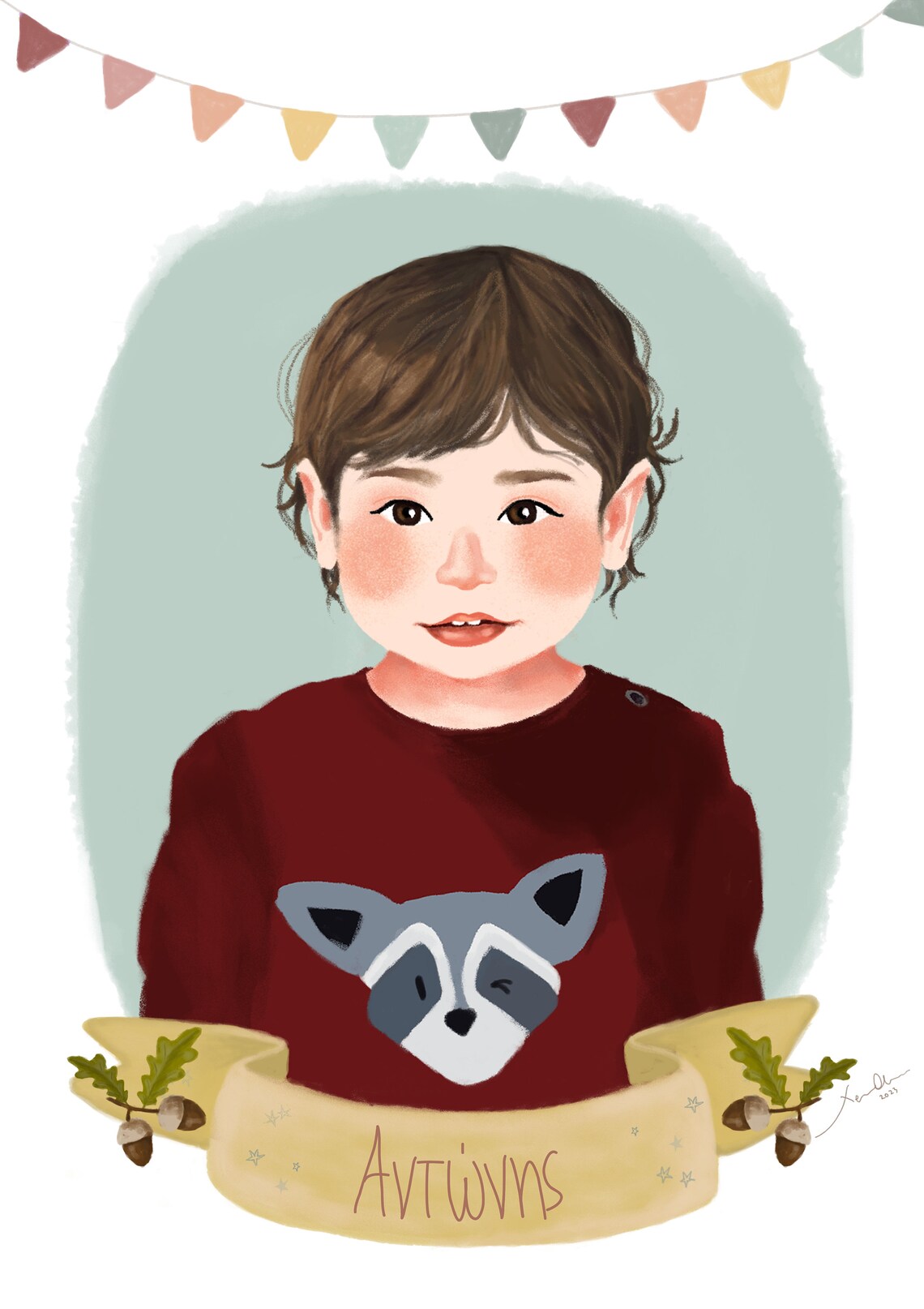 Custom Portrait Illustration Printable Drawing, Personalized Cartoon ...