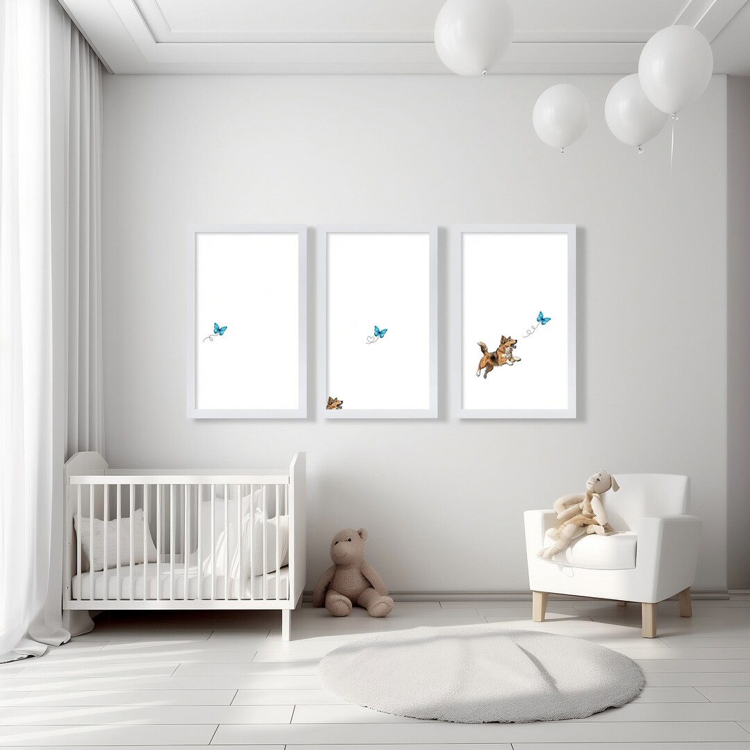 Süßer Collie Welpe 3er Set Kinderzimmer Dekor Baby Deko Wand Kunst für ...
