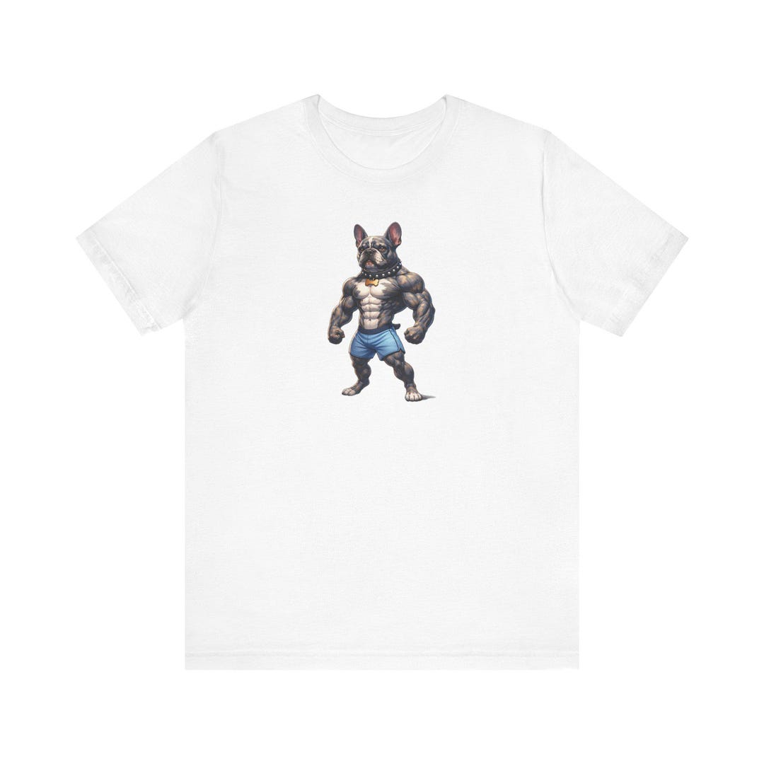 Buff French Bulldog Tee | Muscular Cartoon Dog Illustration - Etsy