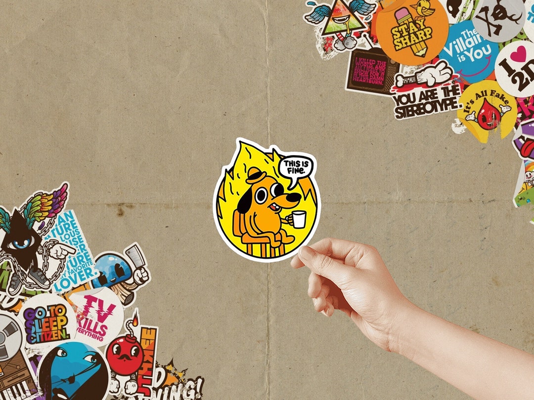 This is Fine Meme Sticker Funny Sticker Dog Sticker - Etsy
