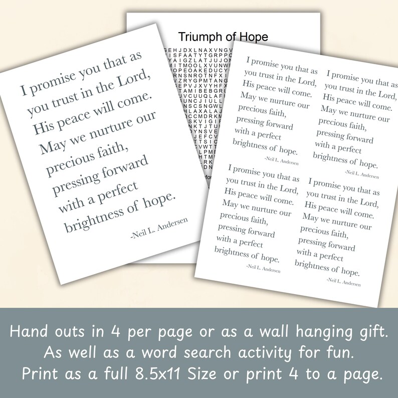 Relief Society Lesson, Triumph of Hope, Come Follow Me, Conference ...