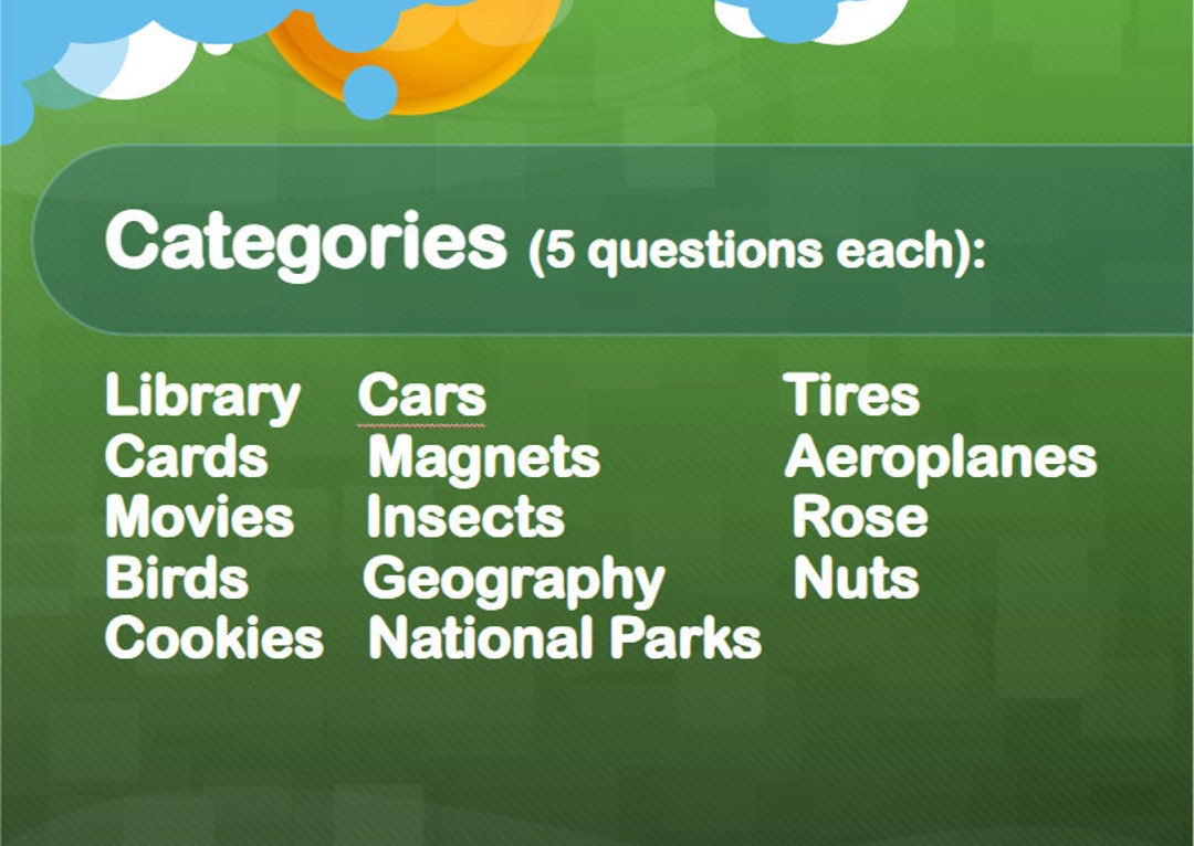 72 Trivia Questions in Ready to Play Slides With 14 Categories P3 - Etsy