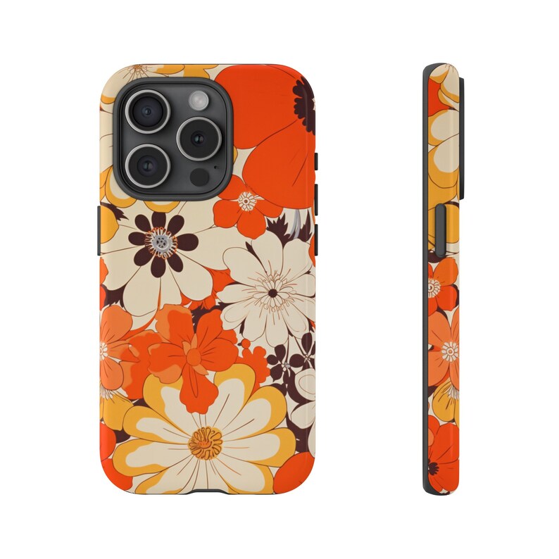 BISON Tough Cases by AIVANA STUDIO Retro Floral, Orange, Yellow and ...