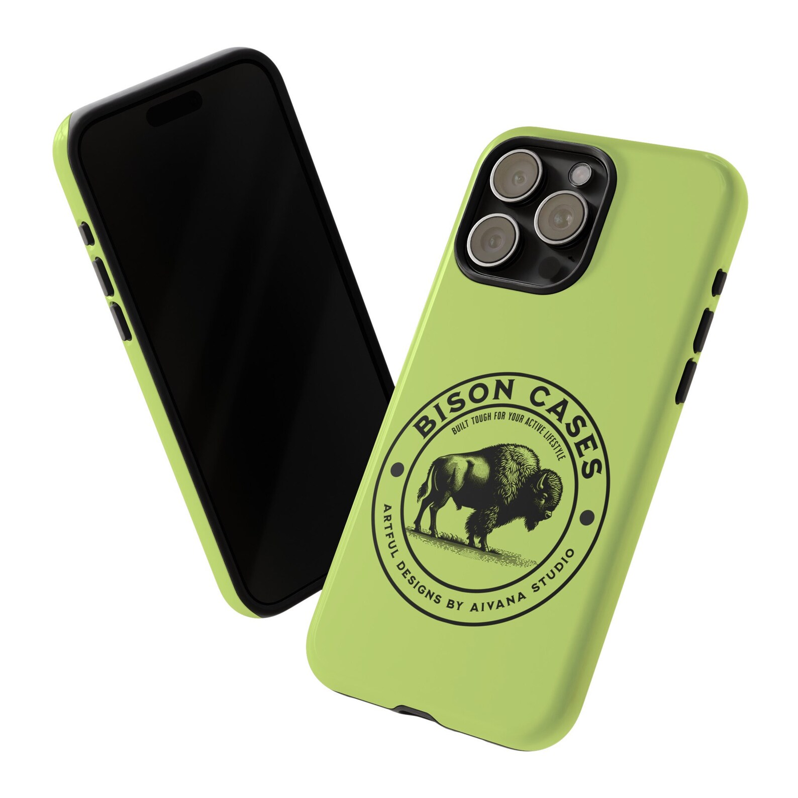 BISON Tough Cases by AIVANA STUDIO Day Glo Green iPhone - Etsy
