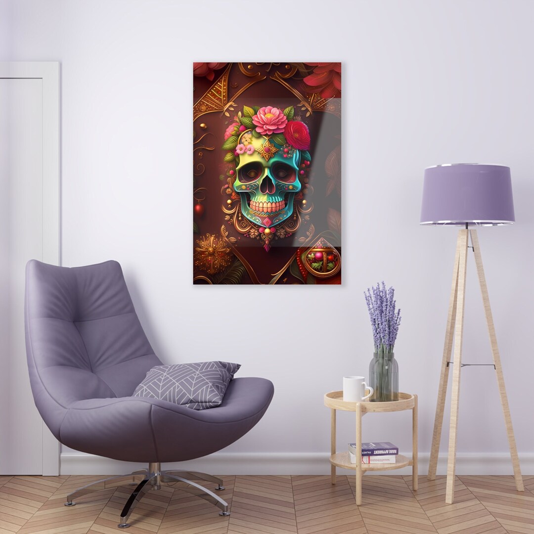 Skulls & Flowers Acrylic Art Photo Print Unique Skull Art Decor - Etsy