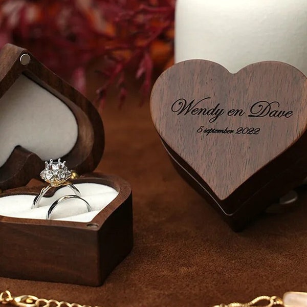 Heart Shaped Wedding Rings Box - Etsy