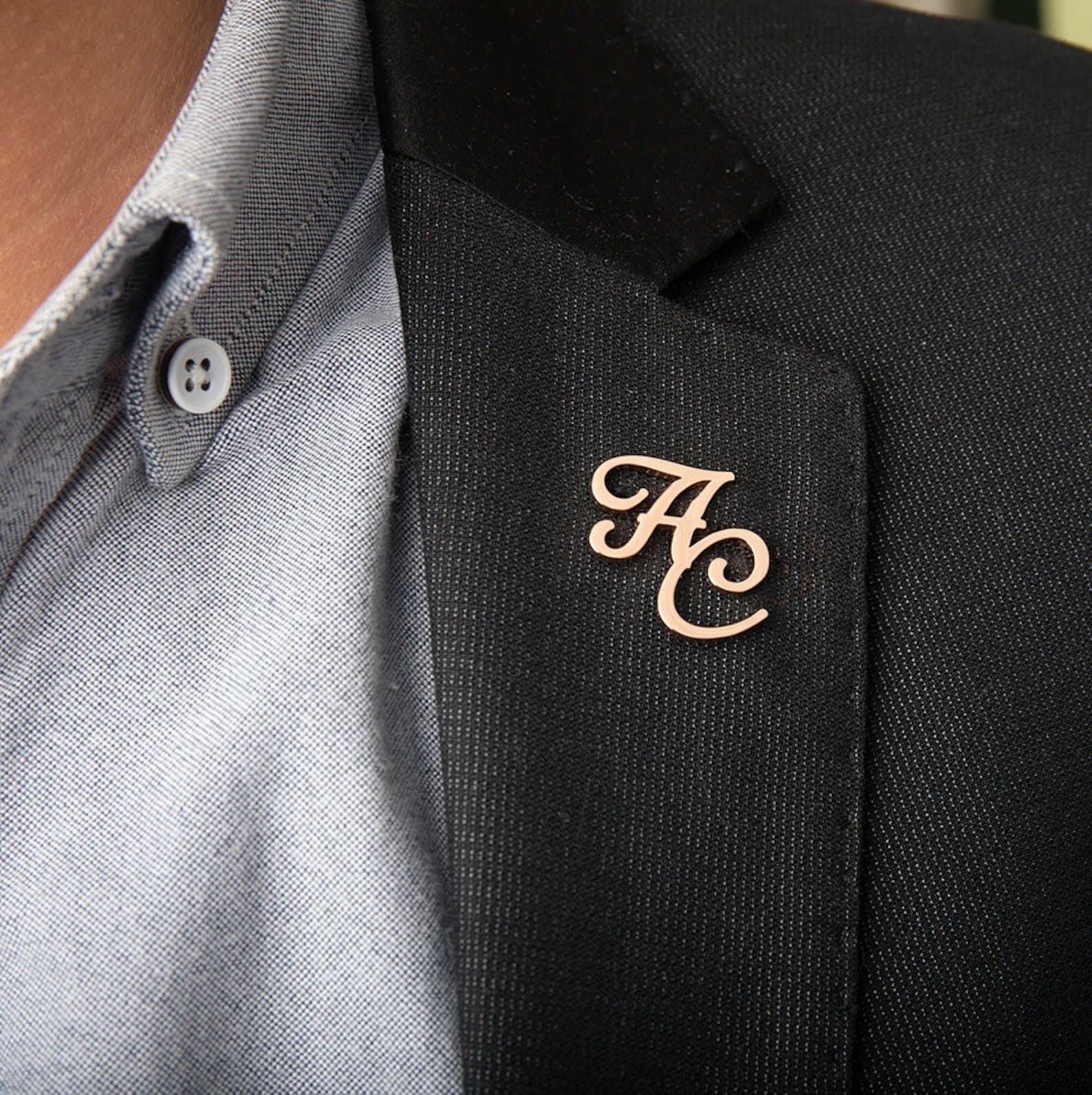 Custom Initials Brooch for Groom Business Event Men's Women Stainless ...