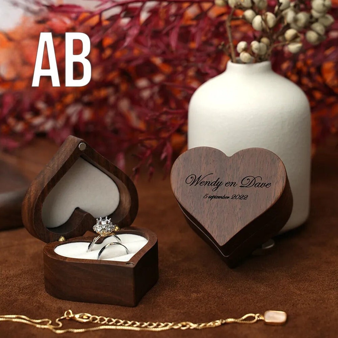 Heart-shaped Personalized Ring Box Heart Shape Proposal Wedding Gift ...