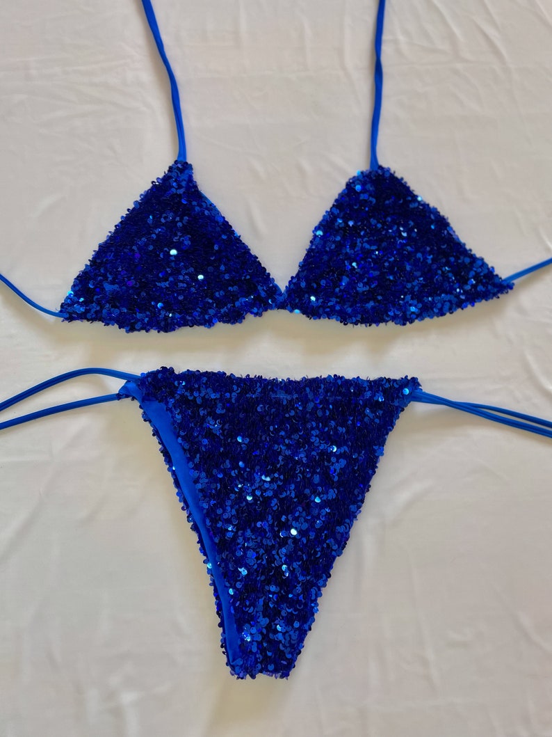 Handmade Sequin Bikini Set Rave Festival Outfit, Sparkly Two-piece ...