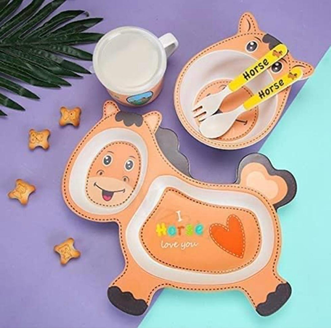 The Pearl Artifacts, Horse Shaped Bamboo Tableware Set, Eco Friendly ...