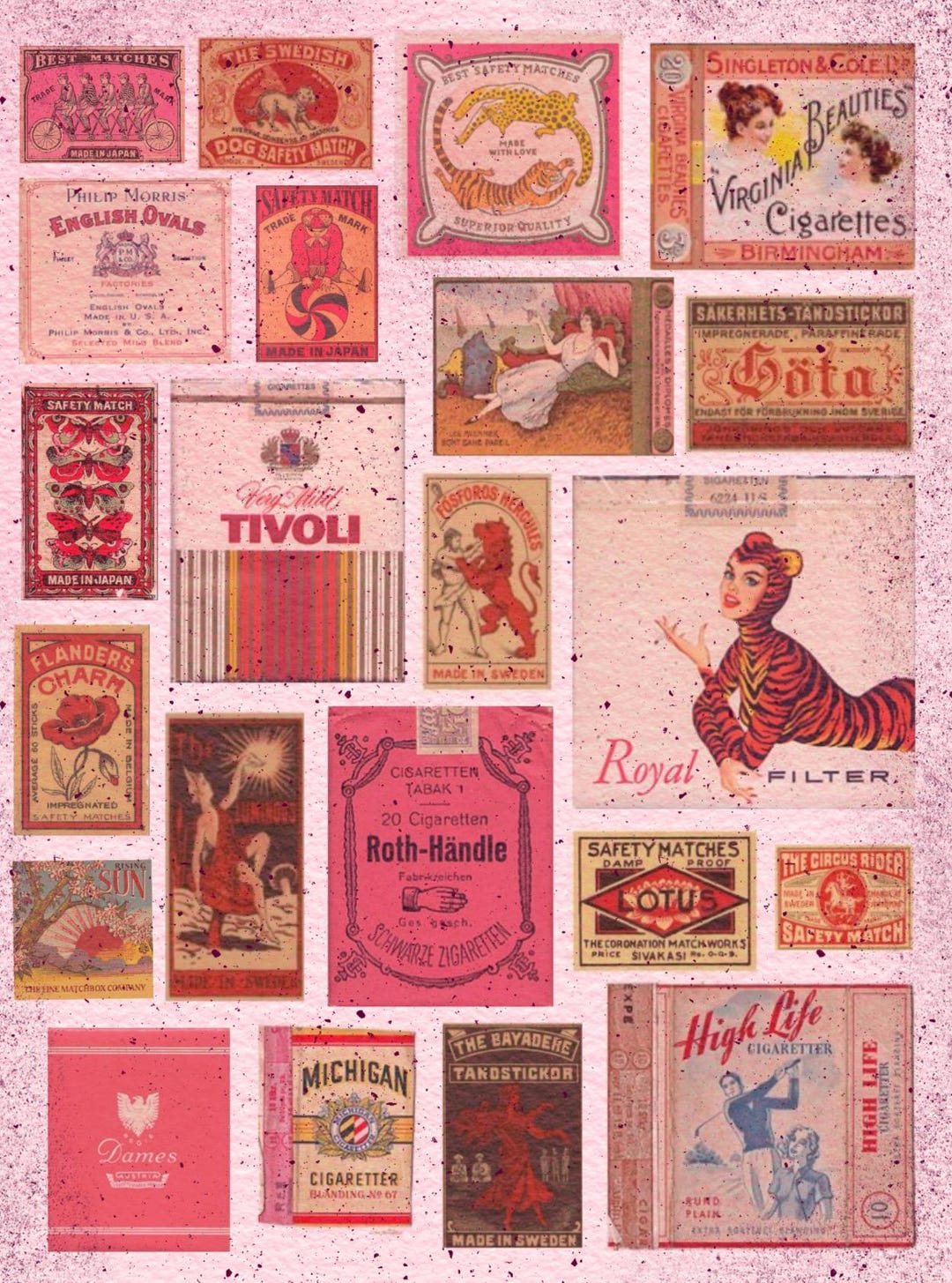 Vintage Cigarette & Matchbox Print - Etsy