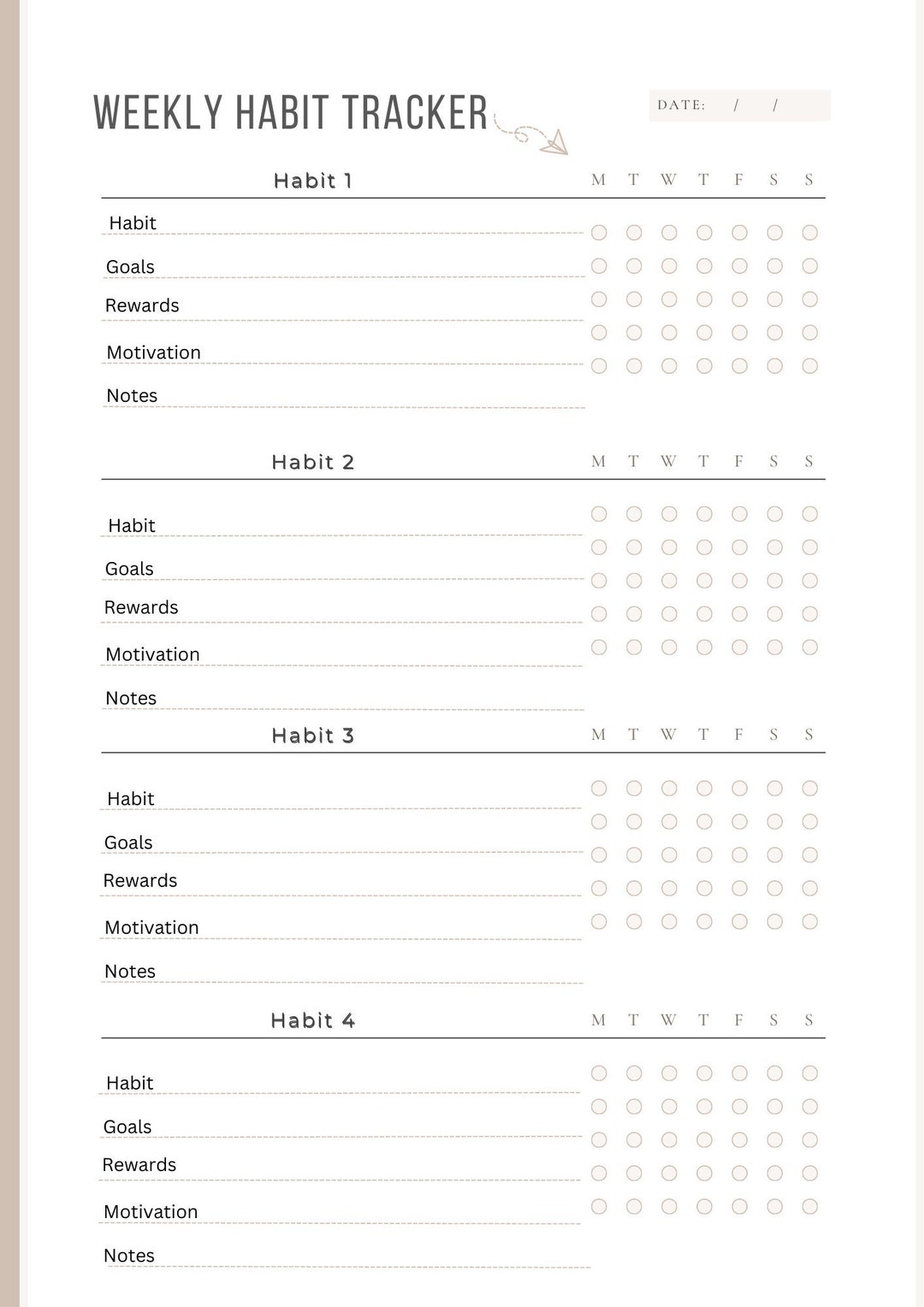 5-weeks Habit Tracker, Self-improvement Challenge 2.0, Daily Planning ...