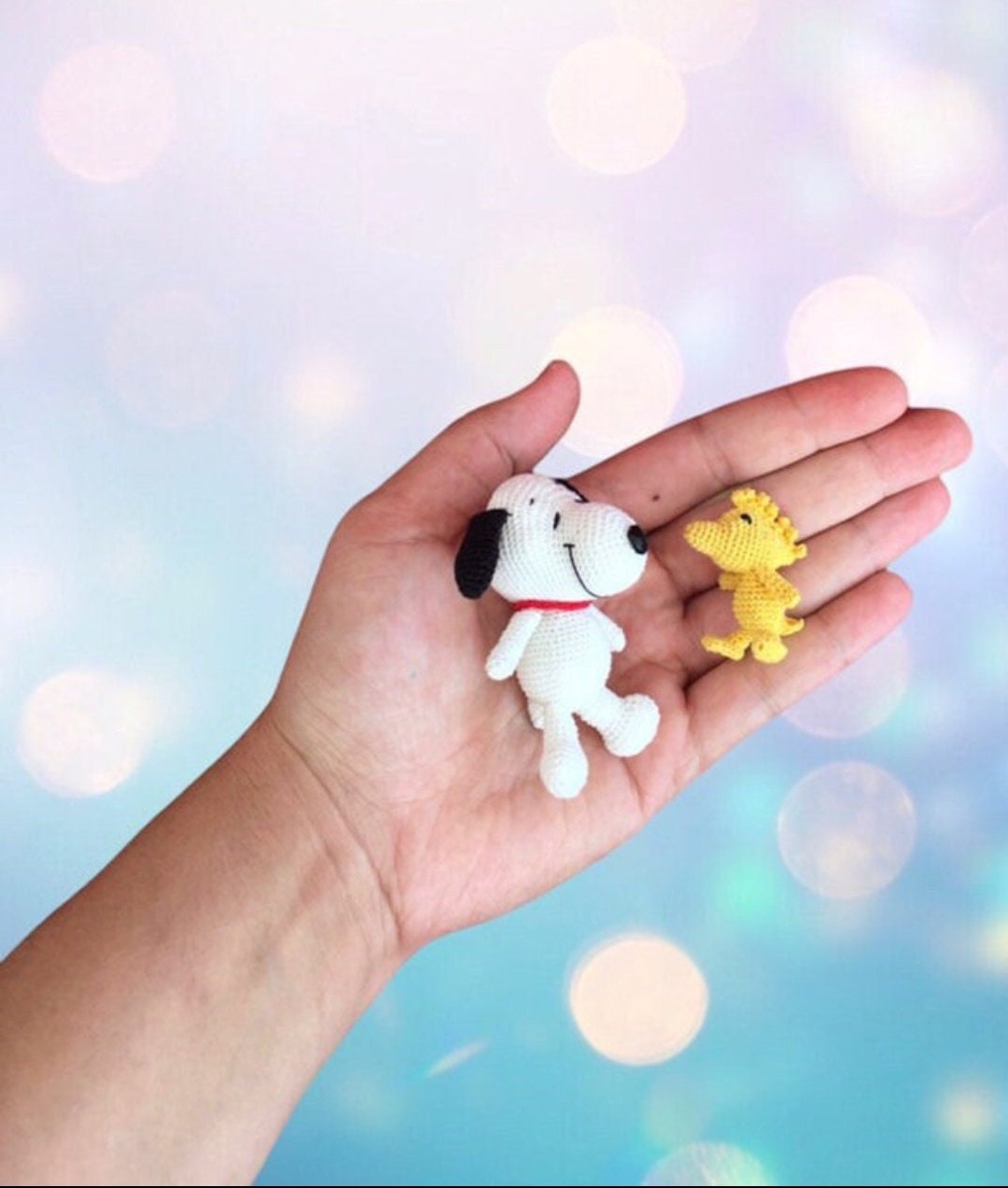 Crochet Snoopy and Woodstock Set: Miniature Knit Amigurumi - Etsy