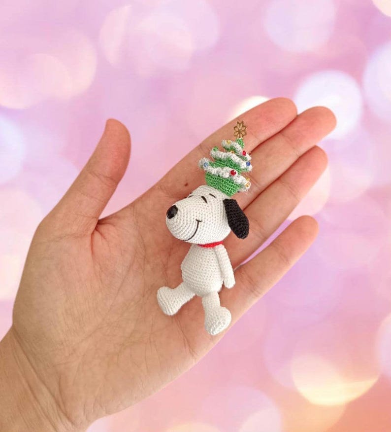 Crochet Snoopy Miniature Amigurumi Christmas Snoopy - Etsy