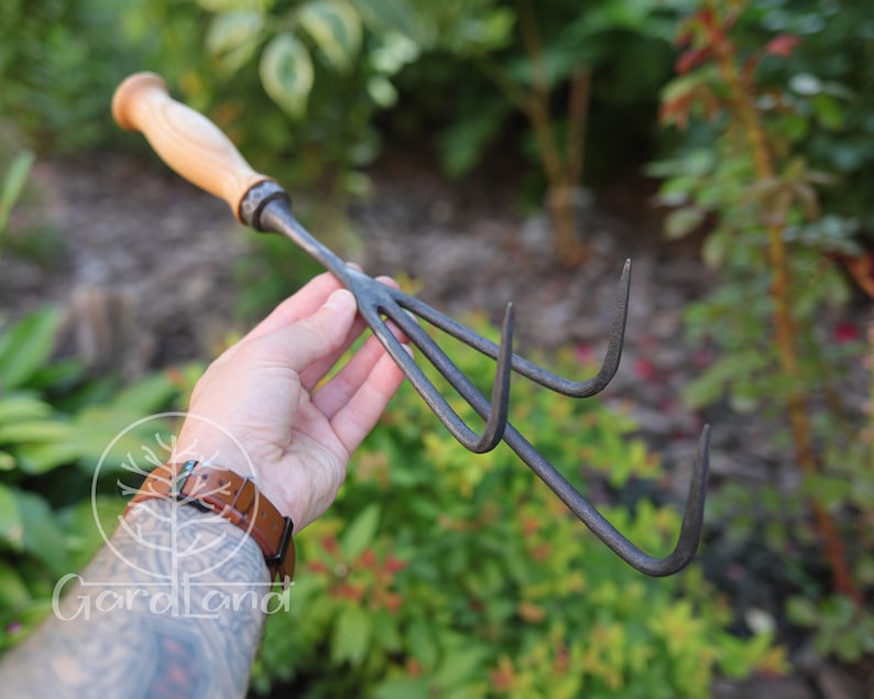 Hand Garden Cultivator Hand Forged Garden Tool Hand Rake Garden ...