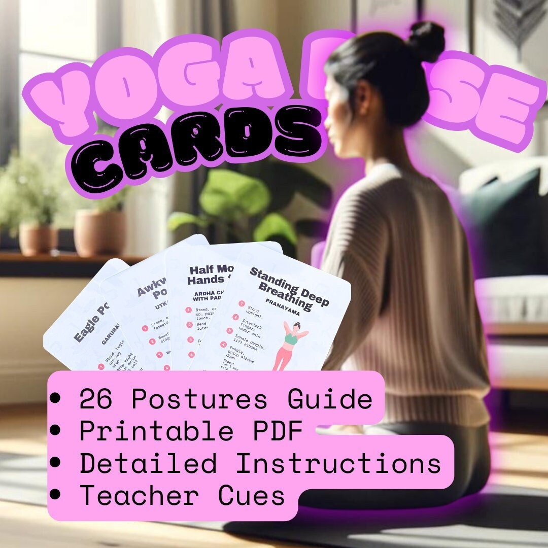 Modern Yoga Pose Cards: 26 Postures Guide - Printable PDF, At-home Hot ...