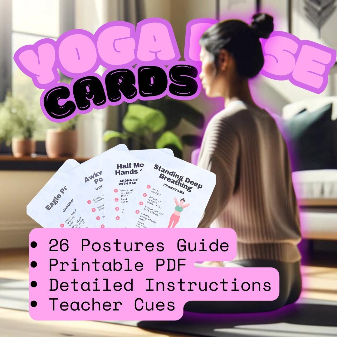 Modern Yoga Pose Cards: 26 Postures Guide - Printable PDF, At-home Hot ...