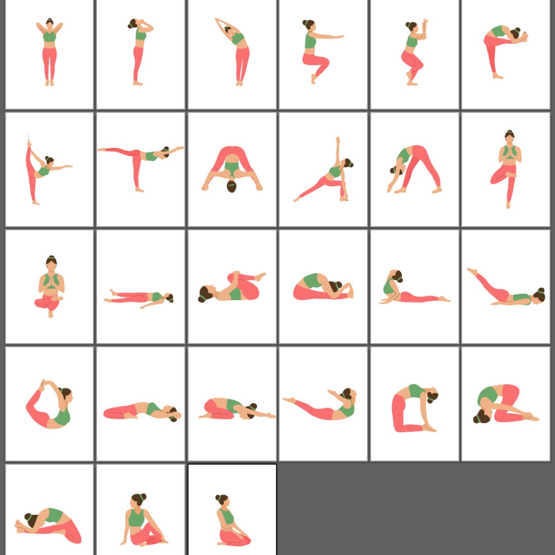 Yoga Pose Illustrations - Vector, PNG, JPG Files - Digital Download for ...