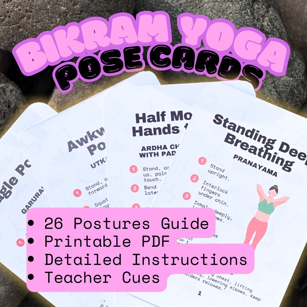 Modern Yoga Pose Cards: 26 Postures Guide Printable PDF, At-home Hot ...