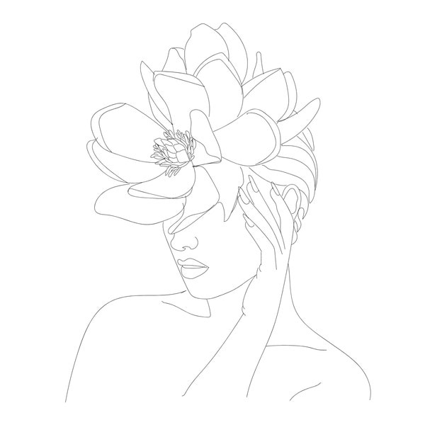 Flower Head Line Art - Etsy