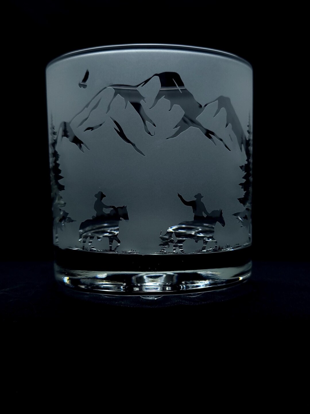 Western Cowboy Etched Cocktail Glass - Rancher Gift, Rodeo Barware ...