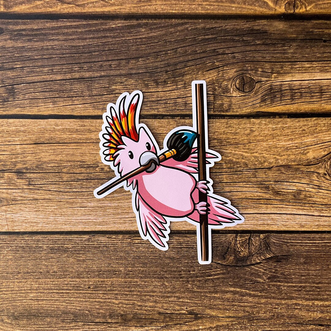 Artistic Cockatoo Sticker, Cute Cockatoo Sticker, Laptop Decal, Water ...
